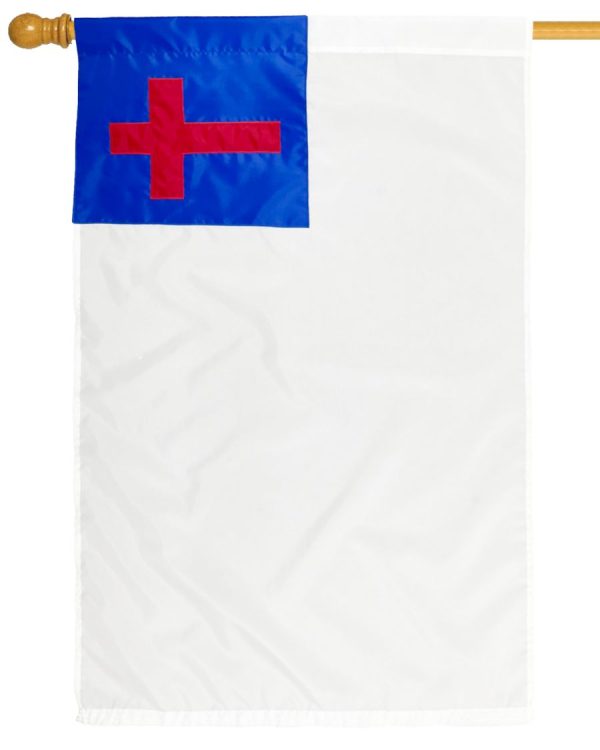 Christian Royal Blue and White Sewn Nylon House Flag - I AmEricas Flags