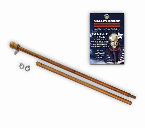6ft Spinning Aluminum Flagpole Woodgrain - I AmEricas Flags