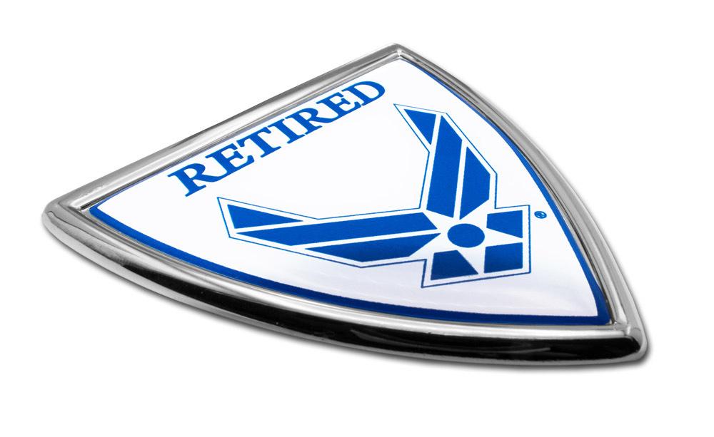 Air Force Retired Shield Color and Chrome Emblem - I AmEricas Flags