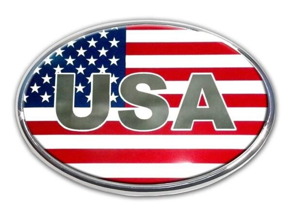 American Flag Oval Car Emblem - I AmEricas Flags