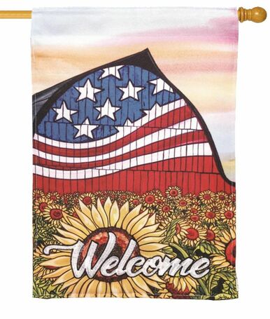Americana Barn Printed Applique House Flag - I AmEricas Flags