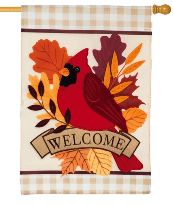 Autumn Cardinal Applique House Flag - I AmEricas Flags