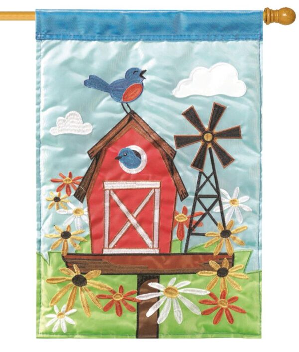 Barn Birdhouse Double Applique House Flag - I AmEricas Flags