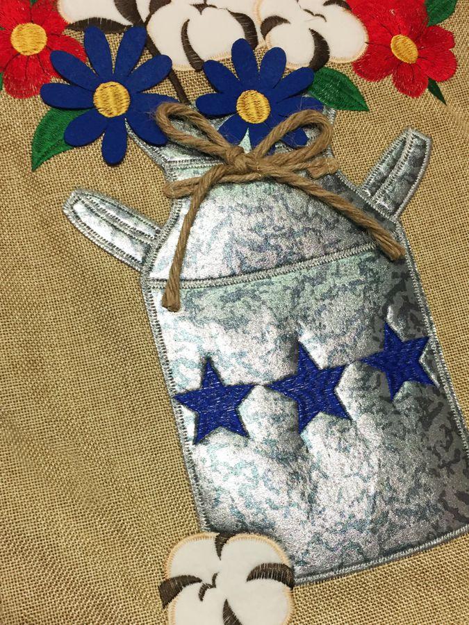 Burlap Cotton Bolls in a Milk Can Double Applique Garden Flag - I ...