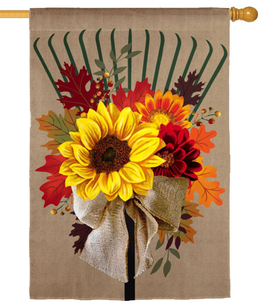 Burlap Floral Rake Decorative House Flag - I AmEricas Flags