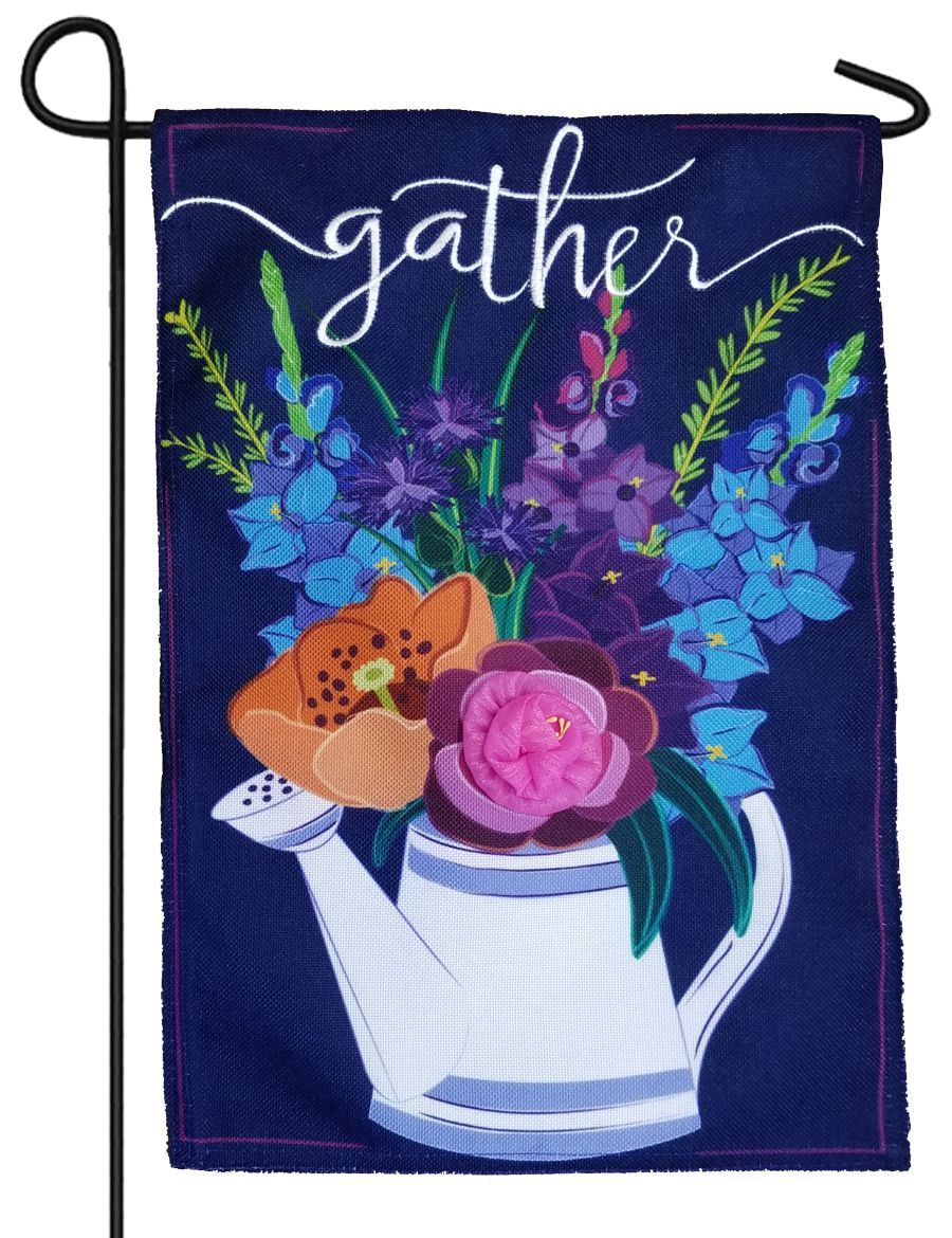 Burlap Floral Watering Can Decorative Garden Flag - I AmEricas Flags