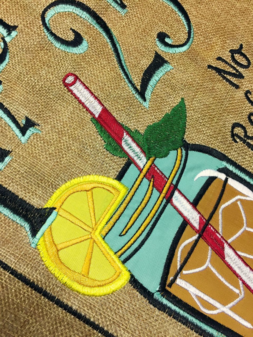 Burlap Front Porch Therapy Double Applique Garden Flag - I AmEricas Flags