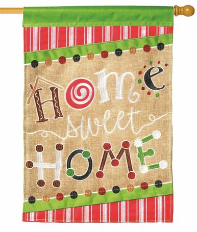 Burlap Home Sweet Home Double Applique House Flag - I AmEricas Flags