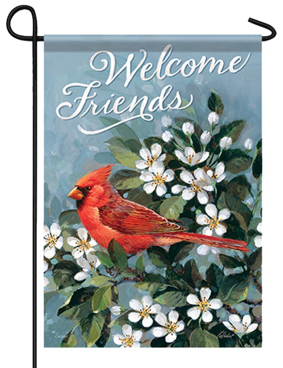 Cardinal Welcome Friends Pear Blossoms Garden Flag - I AmEricas Flags