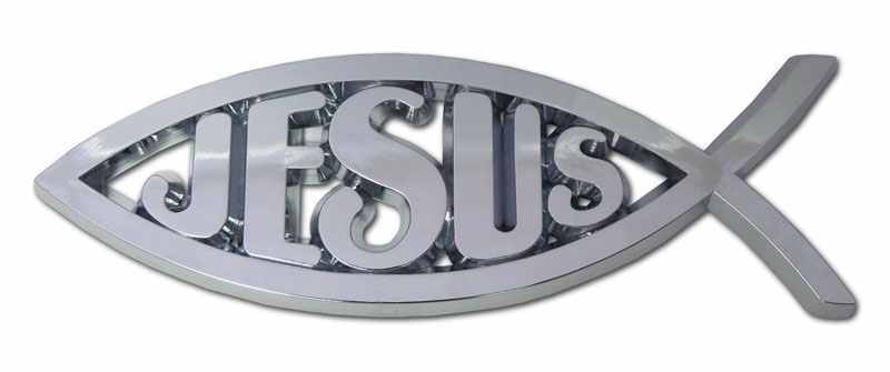 Christian Fish Jesus Chrome Car Emblem - I AmEricas Flags