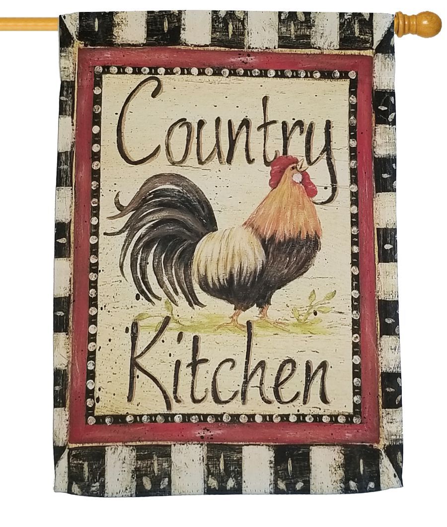 Country Kitchen Rooster Sublimated House Flag - I AmEricas Flags