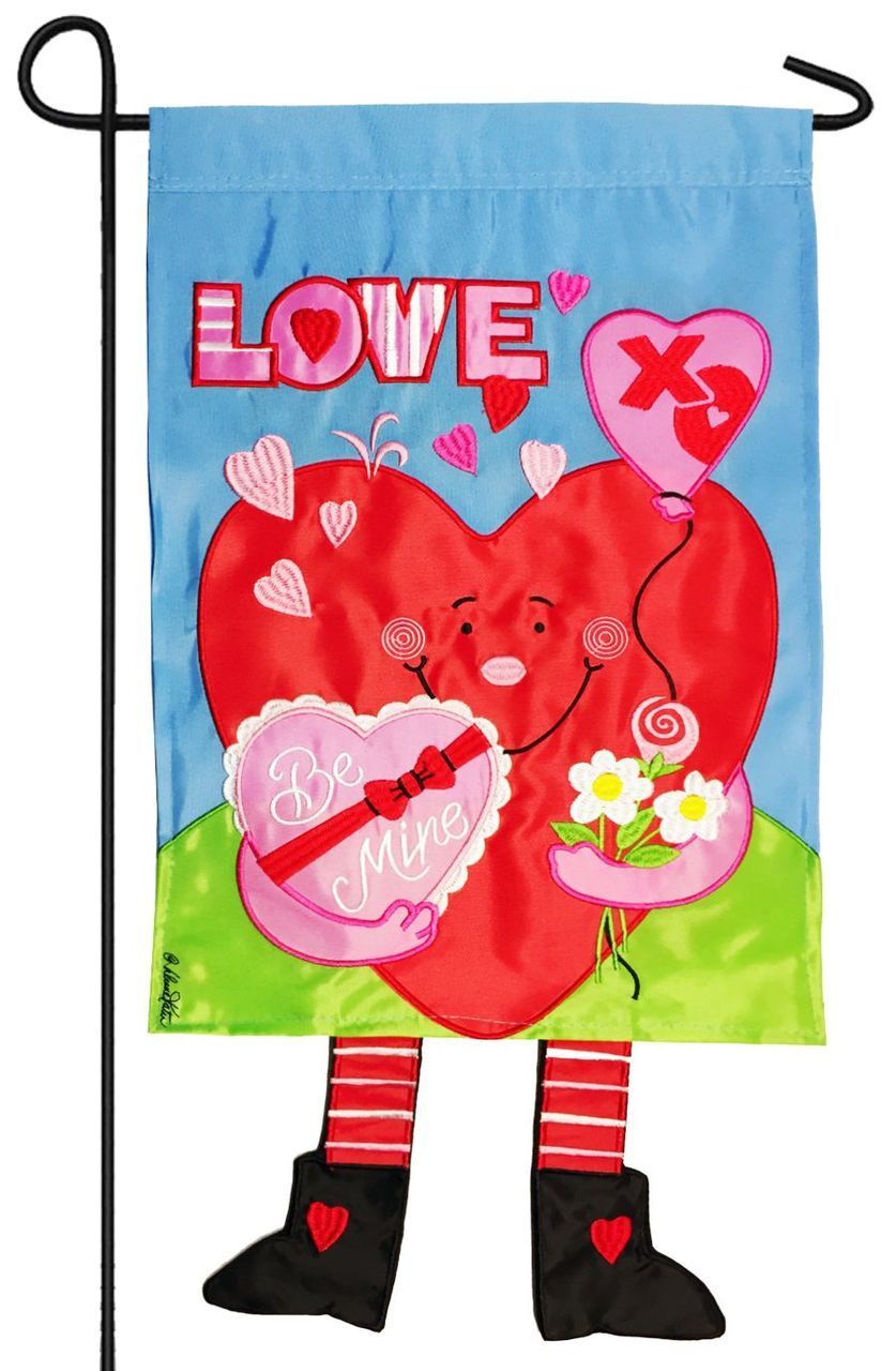 Crazy Legs Heart Double Applique Garden Flag - I AmEricas Flags