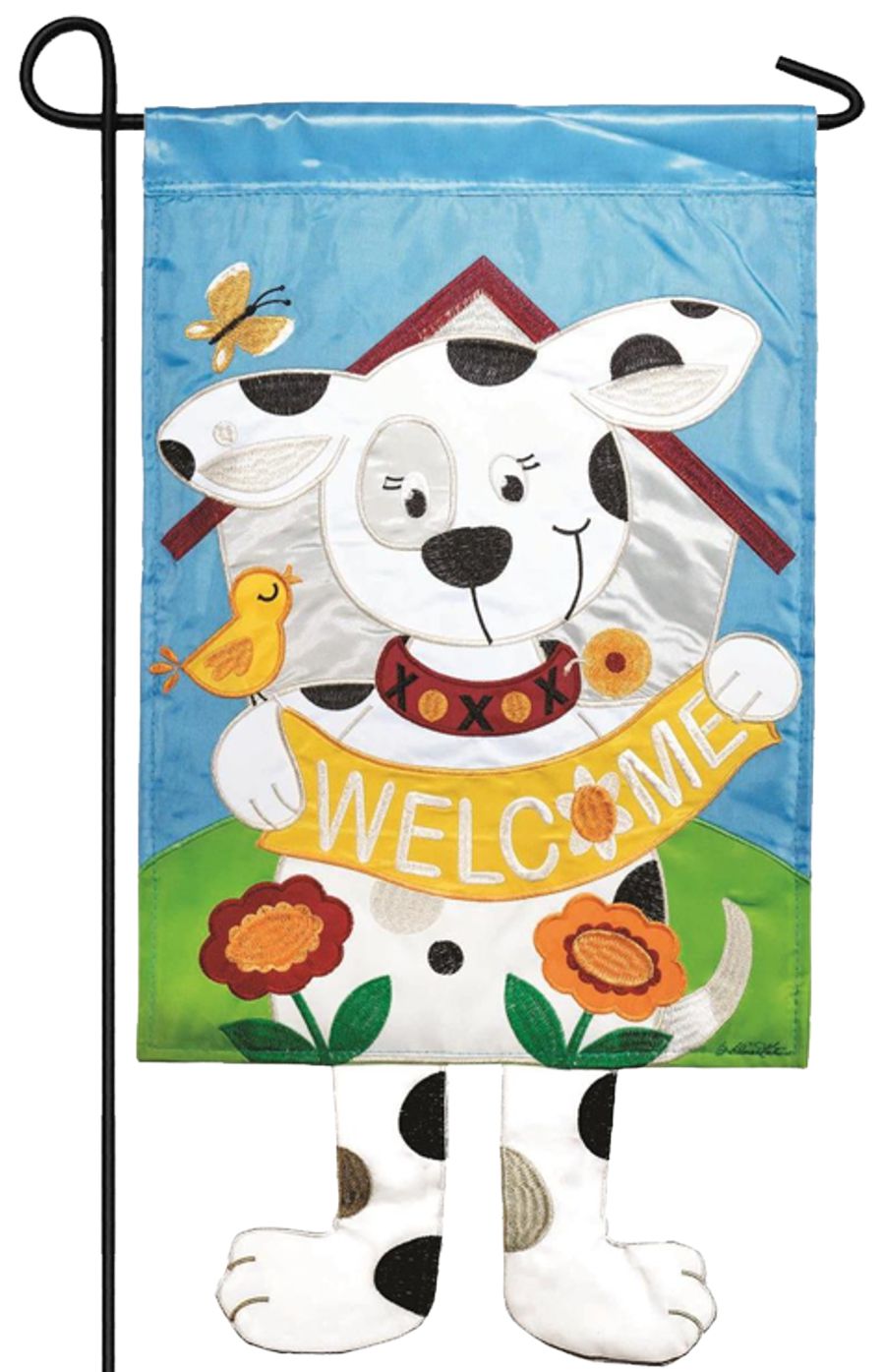 Crazy Legs Puppy Dog Double Applique Garden Flag - I AmEricas Flags