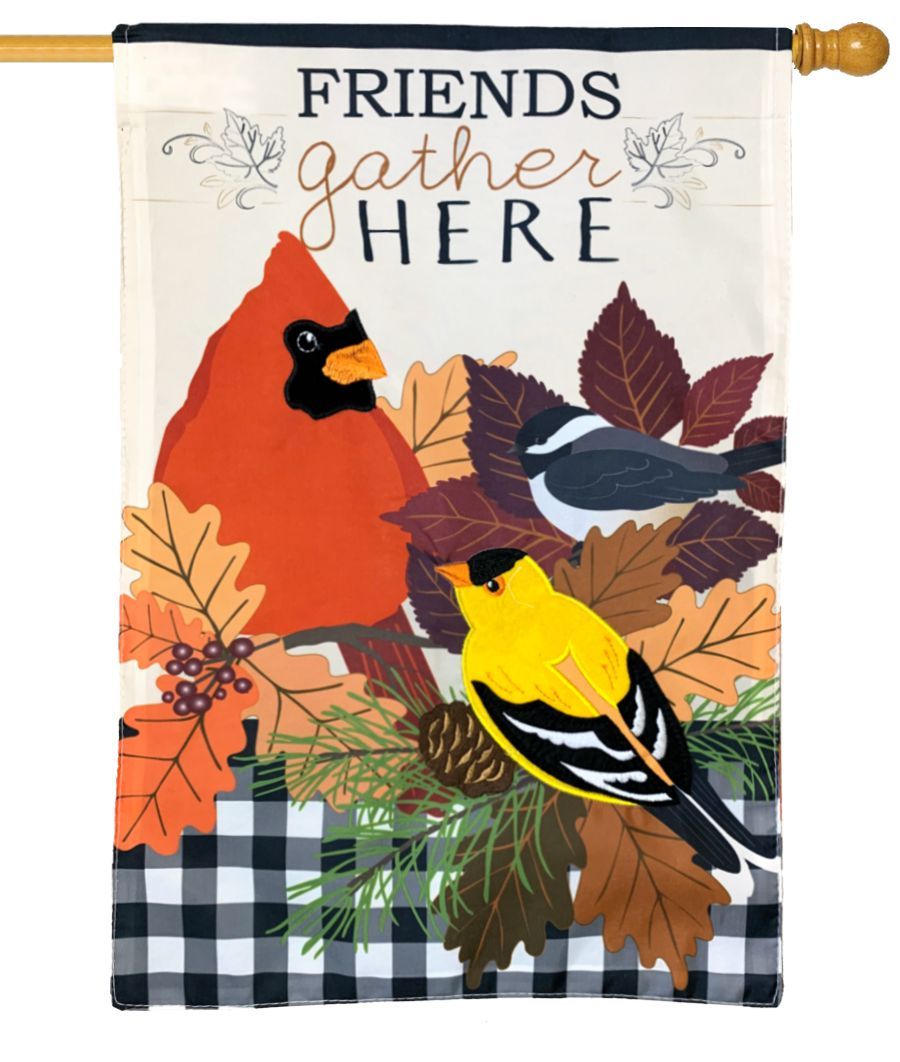 Fall Songbirds Gather Applique House Flag - I AmEricas Flags