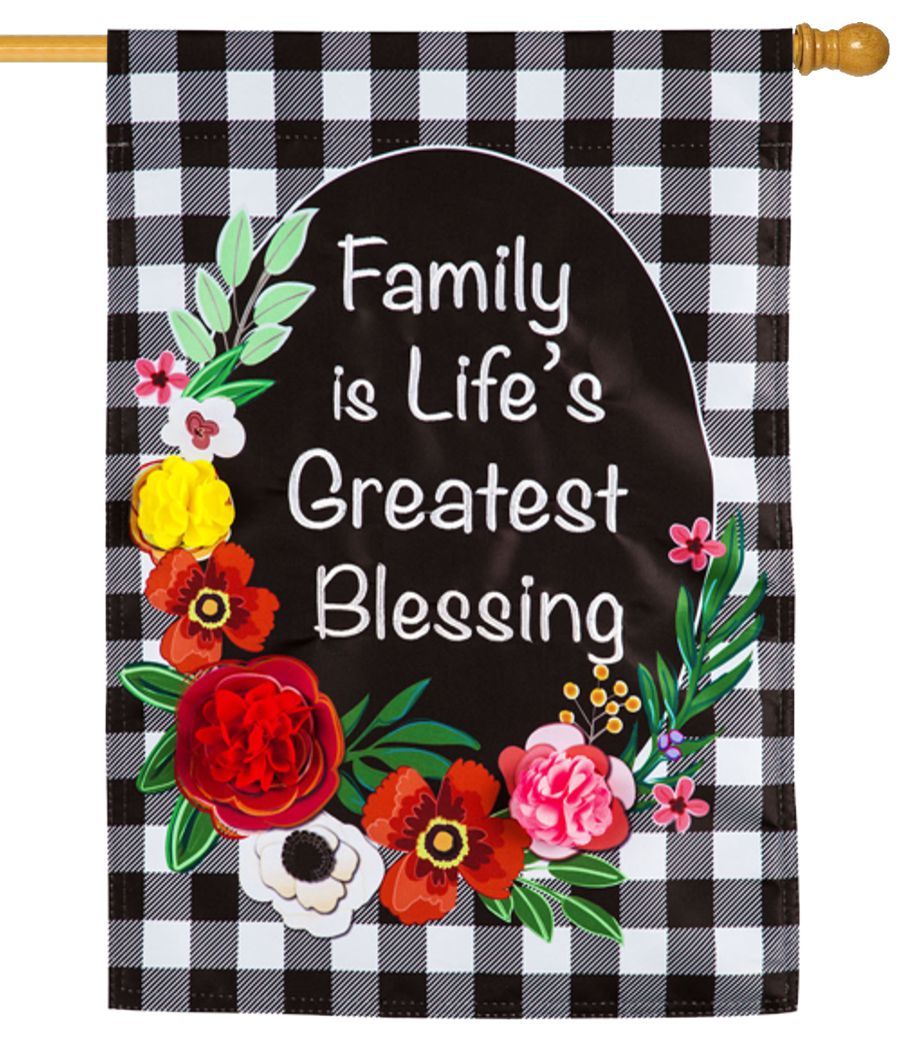 Family is Life’s Greatest Blessing Applique House Flag - I AmEricas Flags