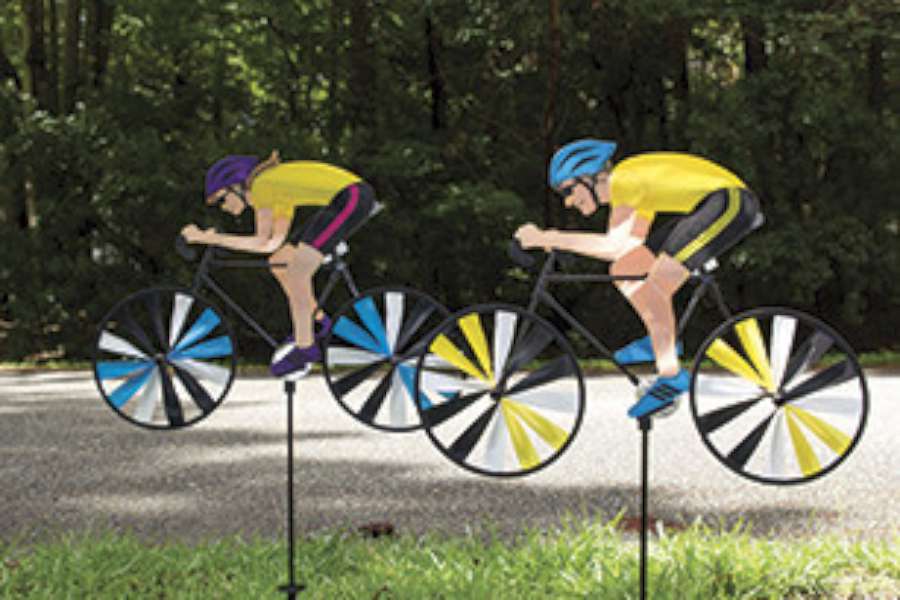 Female Cyclist Bicycle Wind Spinner - I AmEricas Flags