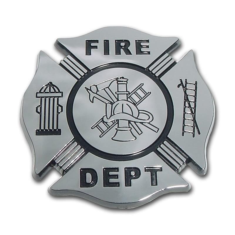 Firefighter Black and Chrome Maltese Cross Car Emblem - I AmEricas Flags