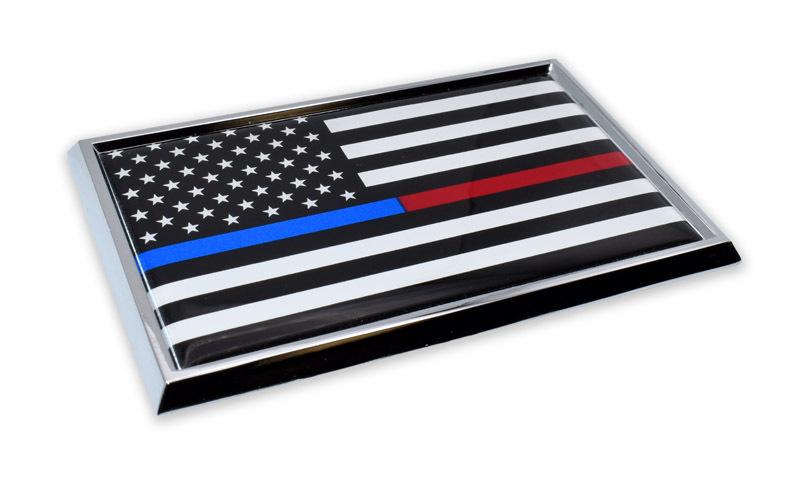 First Responder Black and White American Flag Car Emblem - I AmEricas Flags