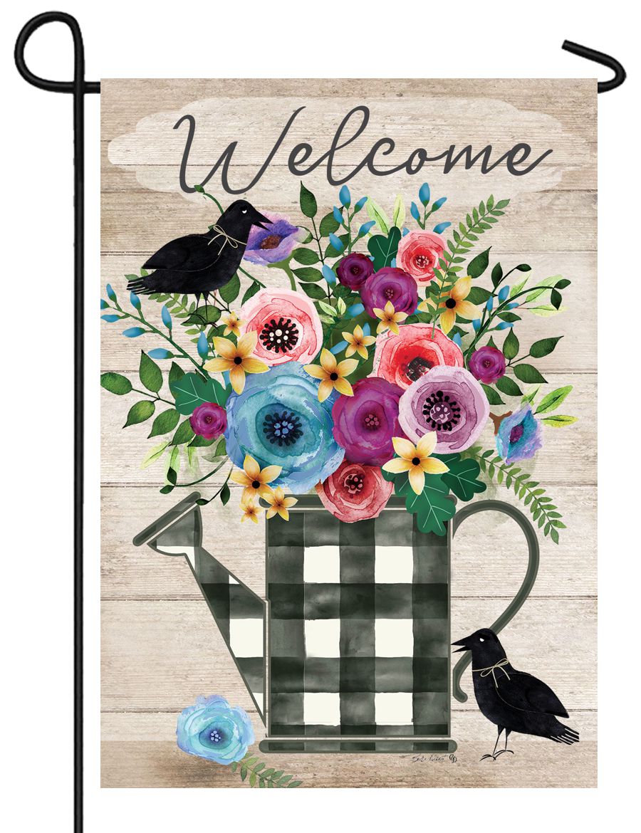 Gingham Watering Can Garden Flag - I AmEricas Flags