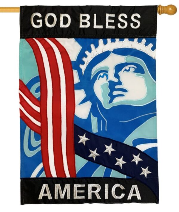 God Bless America Applique House Flag I Americas Flags