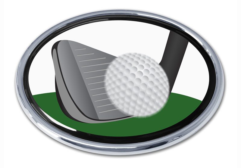 Golf Ball and Club Chrome Car Emblem - I AmEricas Flags