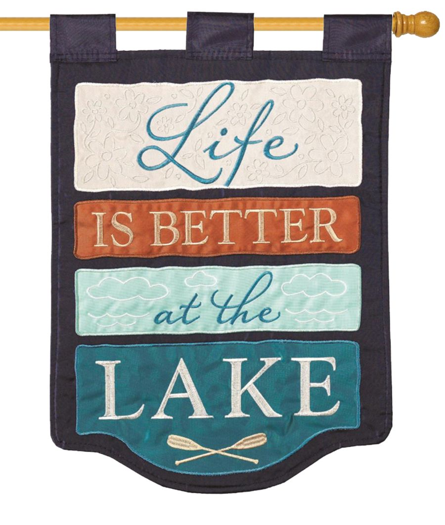 Life at the Lake Double Applique House Flag - I AmEricas Flags