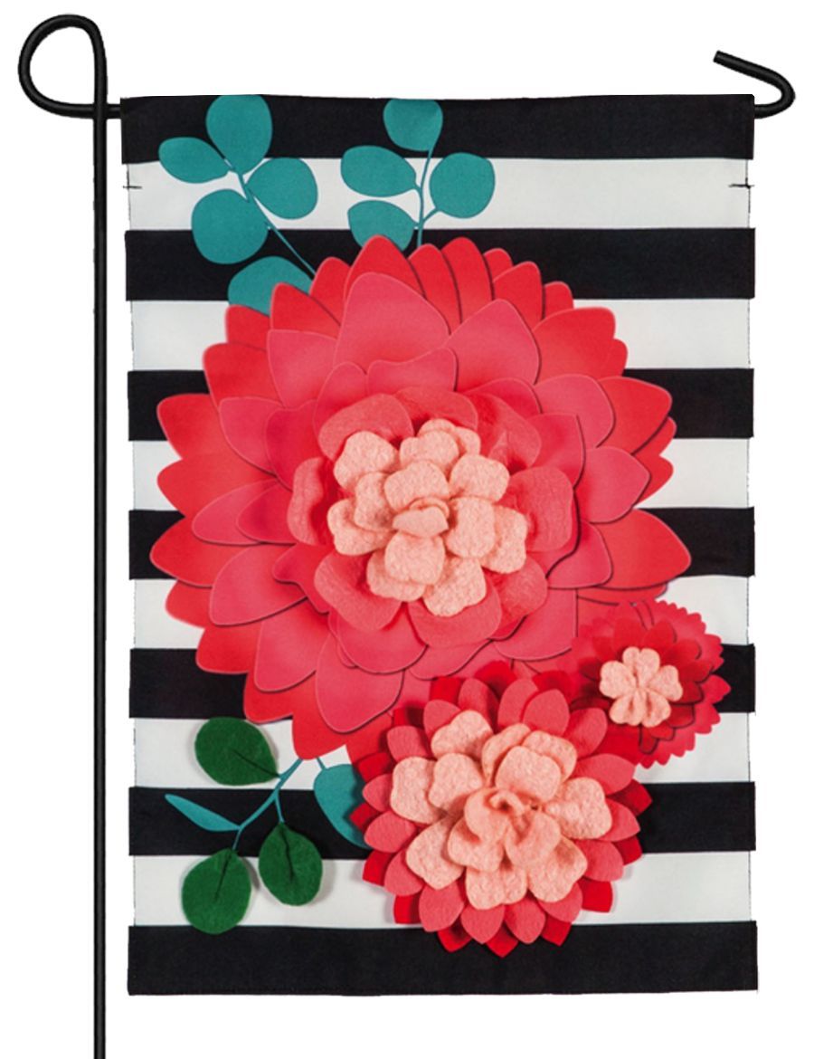 Linen Floral Stripes Decorative Garden Flag - I AmEricas Flags