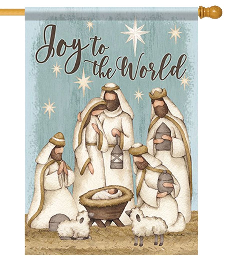 Nativity in Blue House Flag - I AmEricas Flags