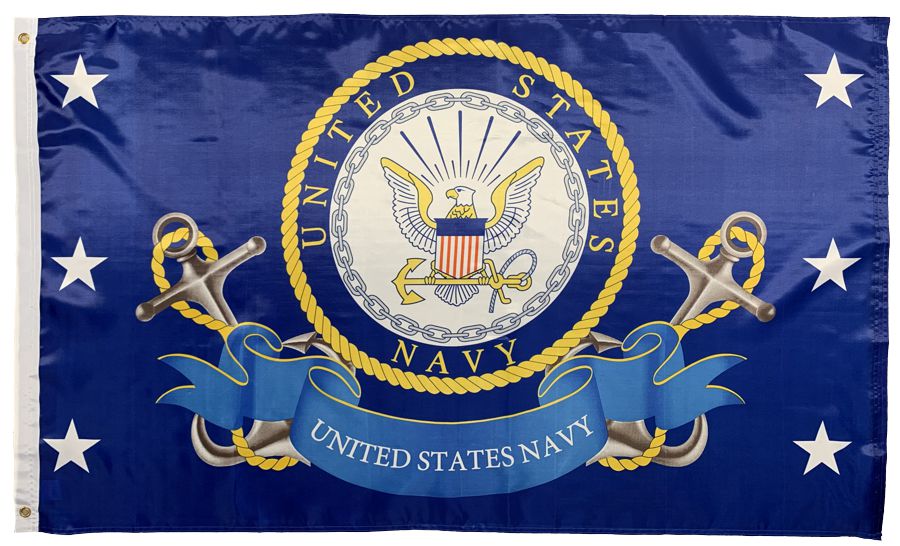 Navy Emblem Sublimated Garden Flag - I AmEricas Flags