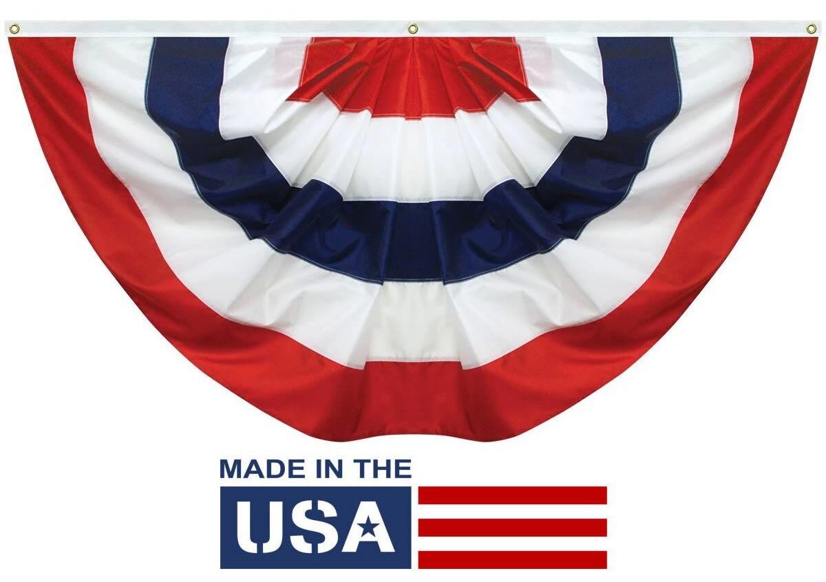 Nylon Pleated Fan Bunting 3×6 I Americas Flags