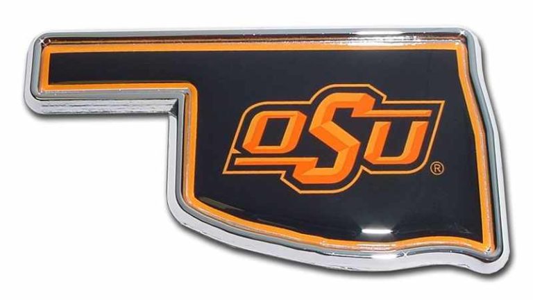 Oklahoma State University State Shaped Color Car Emblem - I AmEricas Flags