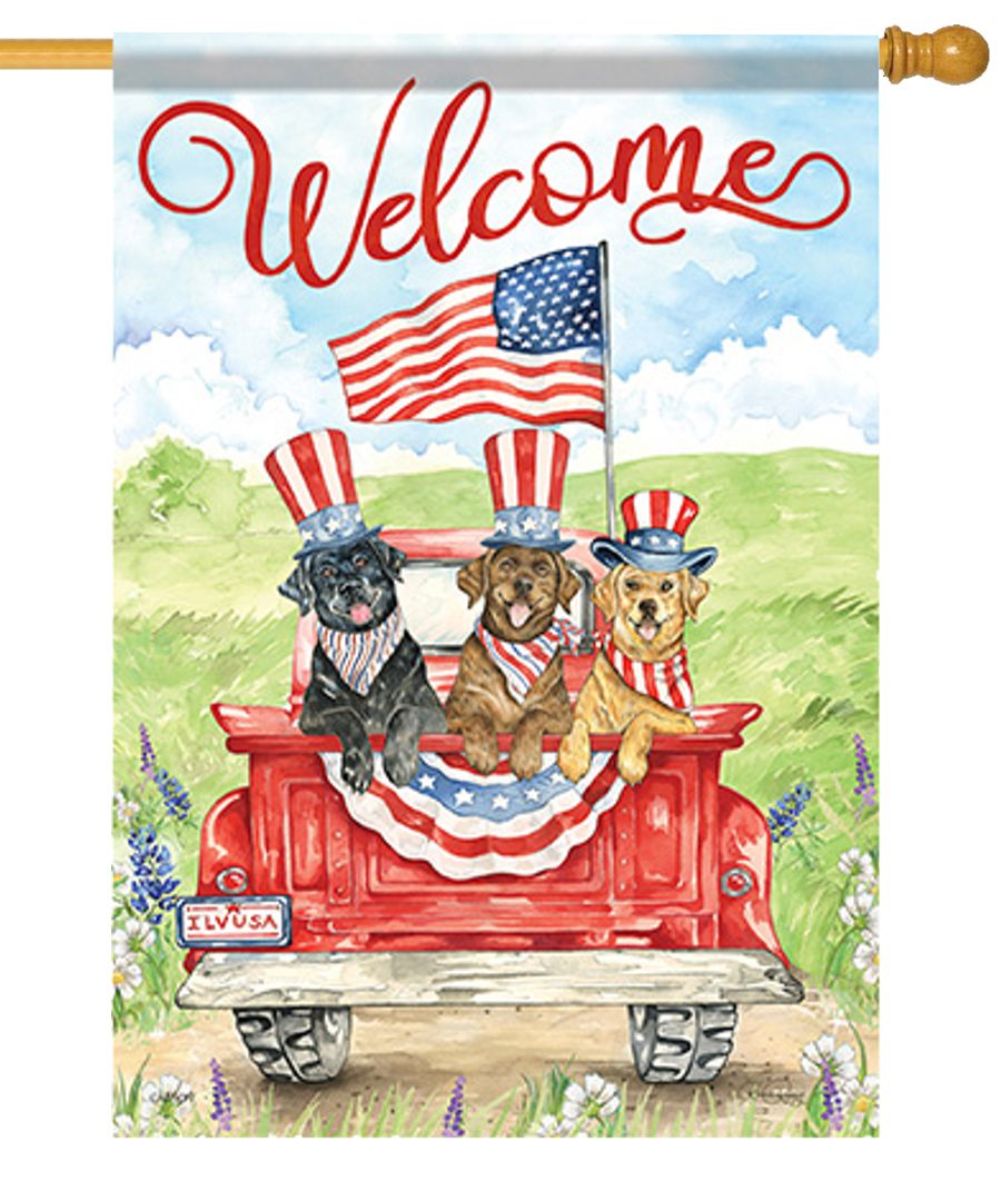 Patriotic Pups House Flag - I AmEricas Flags