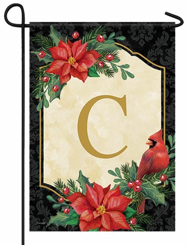 Poinsettia Cardinal Monogram Letter C Garden Flag - I AmEricas Flags