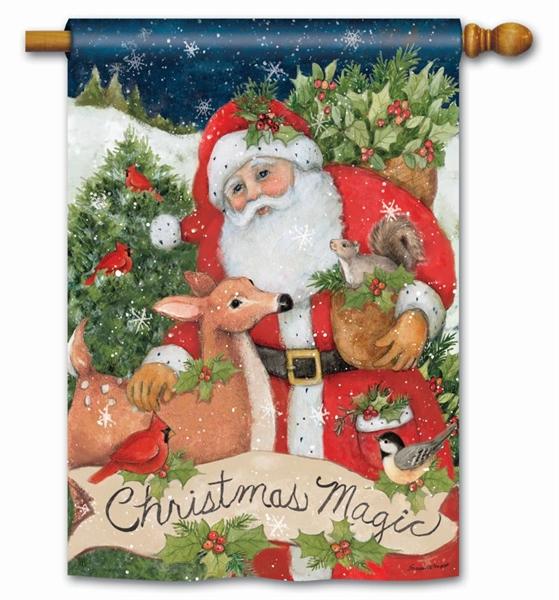 Santa with Forest Friends House Flag - I AmEricas Flags