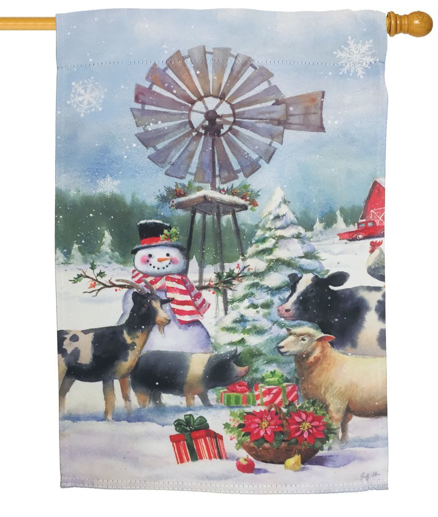 Patriotic Snowman House Flag - I AmEricas Flags