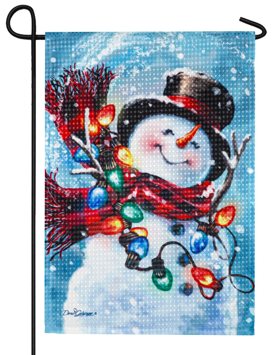 Snowman Joy Waffle Fabric Garden Flag - I AmEricas Flags