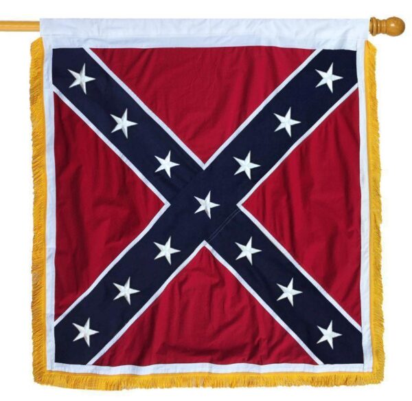 Square Confederate Battle Flag 32″x32″ Sewn Cotton with Gold Fringe - I ...