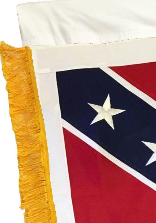 Square Confederate Battle Flag 38″x38″ Sewn Cotton with Gold Fringe - I ...