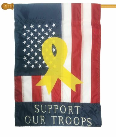 Support Our Troops Applique House Flag - I AmEricas Flags