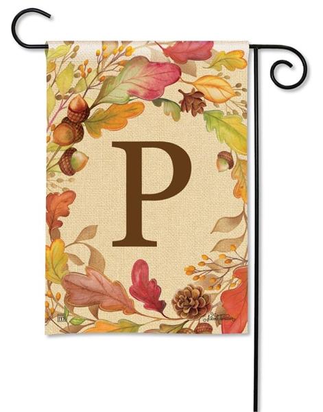 Swirling Fall Leaves Monogram P Garden Flag - I AmEricas Flags