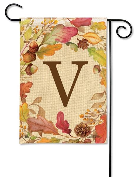 Swirling Fall Leaves Monogram V Garden Flag - I AmEricas Flags