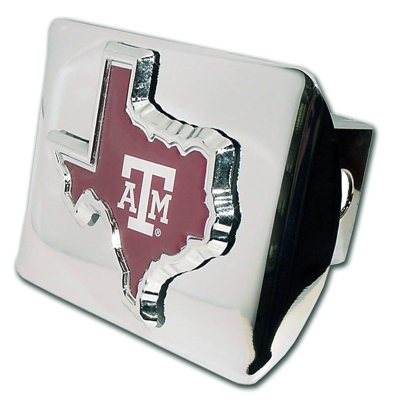 Texas A&M University Maroon State Shape Shiny Chrome Hitch Cover - I ...