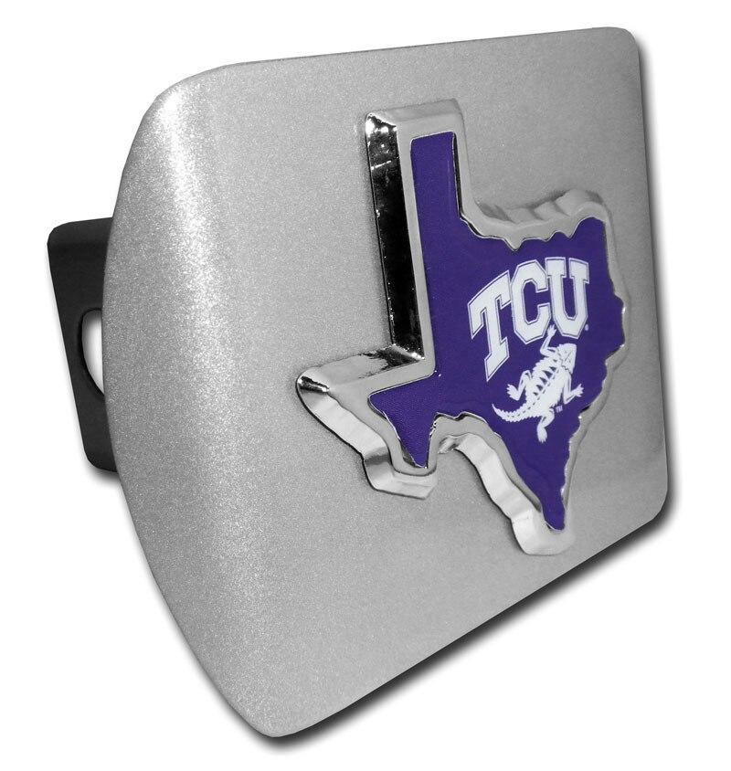 Texas Christian University Purple State Shape Brushed Chrome Hitch ...