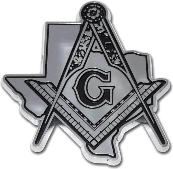 Texas Mason Square Compass Chrome Car Emblem - I AmEricas Flags