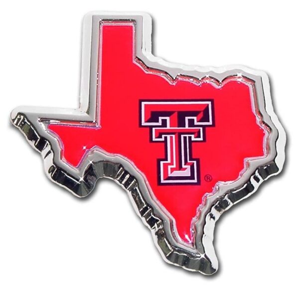 Texas Tech University State Shape Color Car Emblem - I AmEricas Flags