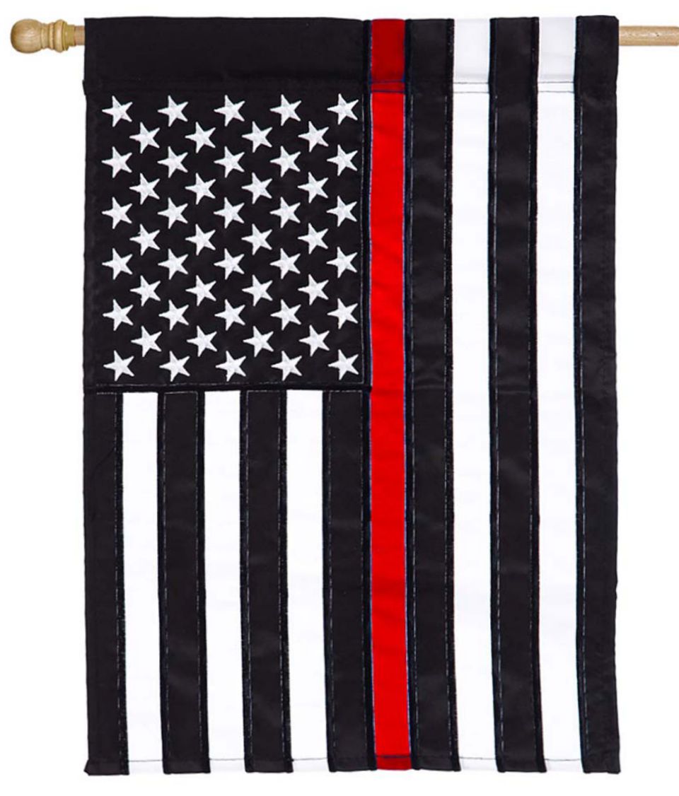 Thin Red Line Applique House Flag - I AmEricas Flags