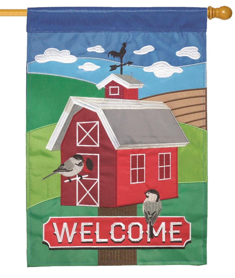 Welcome Barn Birdhouse Double Applique House Flag - I AmEricas Flags