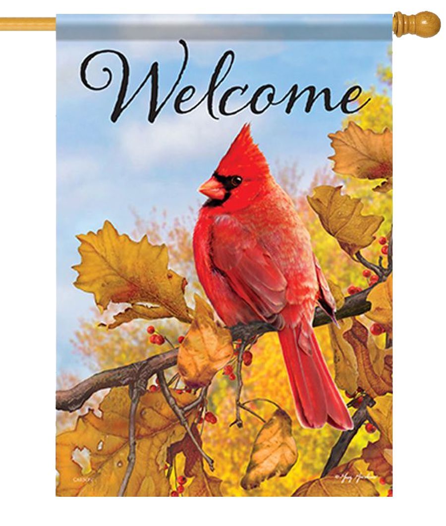 Welcome Fall Cardinal House Flag - I AmEricas Flags