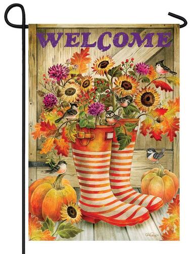 Welcome Fall Rain Boots Garden Flag - I AmEricas Flags