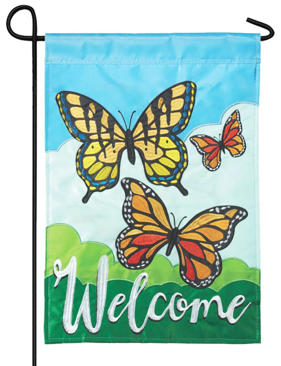 Welcome Monarchs Double Applique Garden Flag - I AmEricas Flags
